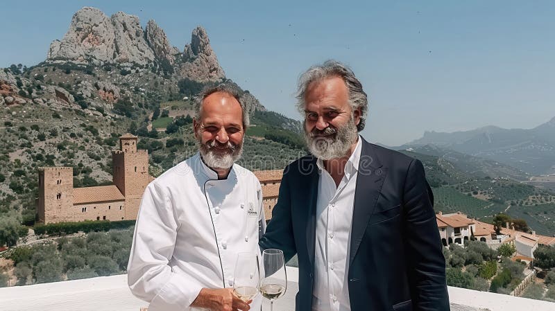 Mediterranean Chefs & Castle Stock Illustration - Illustration of ...