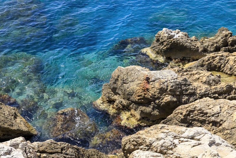 Mediterranean Coast with Rocks Stock Photo - Image of springtime, ocean ...