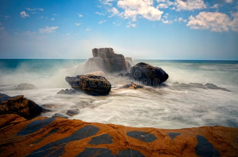 Mediterranean Coast in Summer Stock Photo - Image of travel, concept ...
