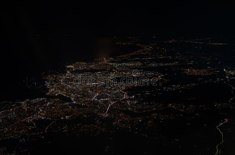Mediterranean Coast of Turkey at Night. Stock Image - Image of earth ...