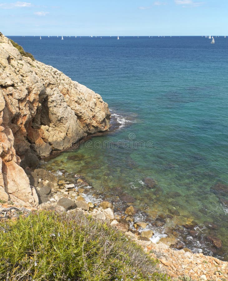 Mediterranean Coast in Valencia. Alicante, Spain Stock Image - Image of ...