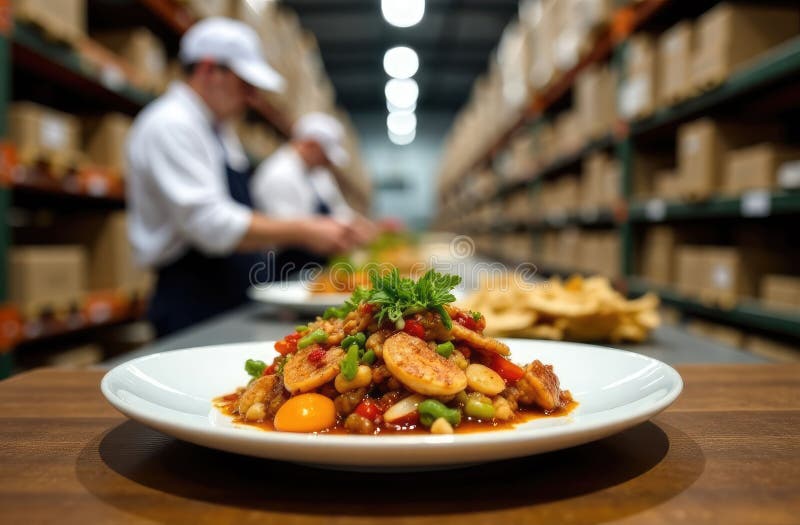 Mediterranean Cuisine. Chefs Prepare a Dish for Serving in a Restaurant ...