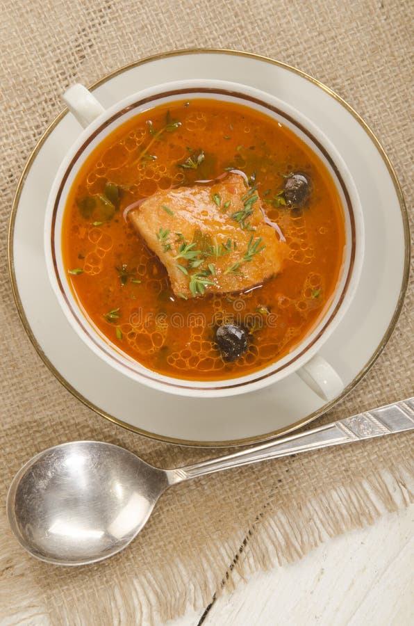 Mediterranean Fish Soup in a Bowl Stock Image - Image of black, cooked ...