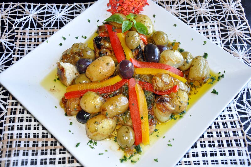 Mediterranean Food on Plate Stock Photo - Image of mealtime, detailed ...