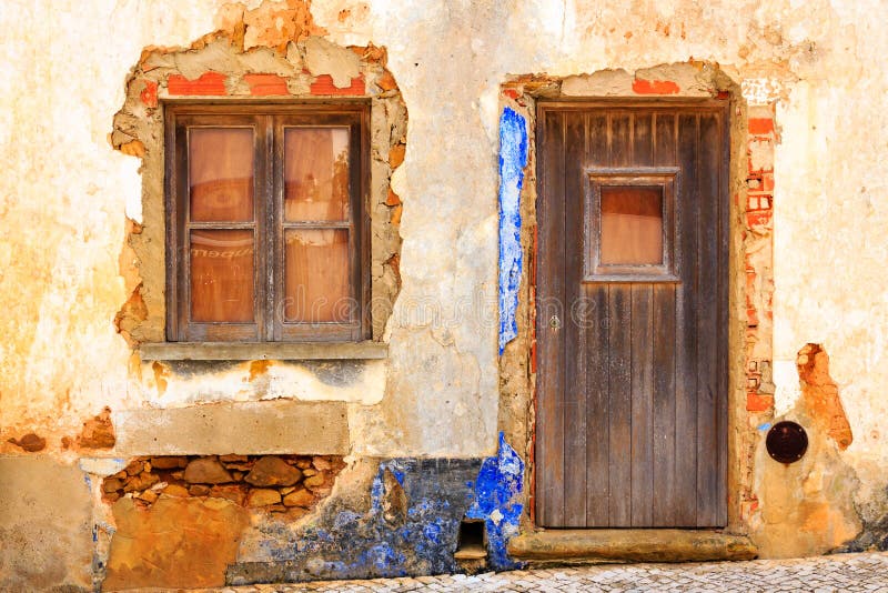 Mediterranean House Entrance with Crumbling Plaster Stock Image - Image ...
