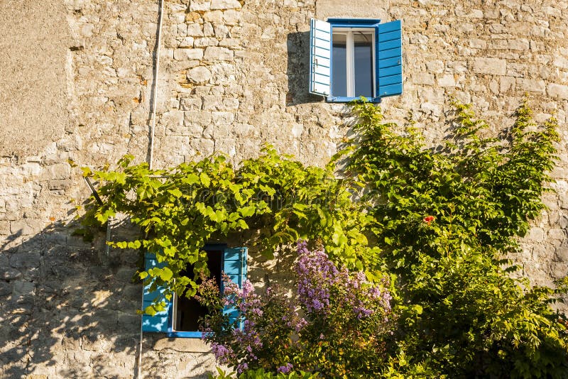 Mediterranean House, Wall Stone House. Stock Image - Image of italian ...