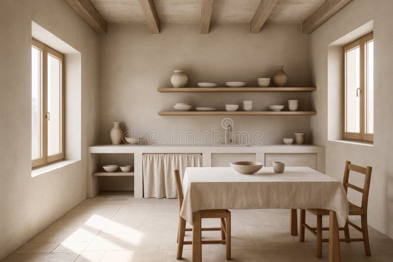 Mediterranean Kitchen with Natural Materials and Sculptural Daylight ...
