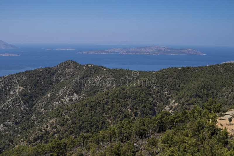 Mediterranean Landscape of Island of Rhodes Stock Image - Image of ...