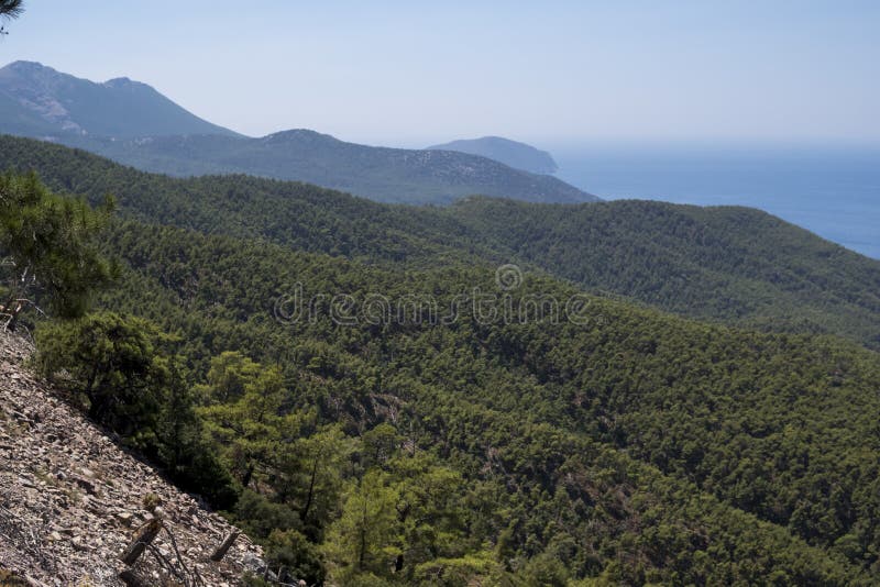 Mediterranean Landscape of Island of Rhodes Stock Photo - Image of ...