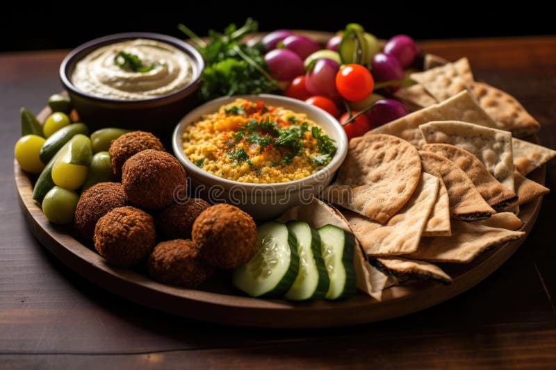 Mediterranean Mezze Platter with Hummus and Falafel Stock Photo - Image ...