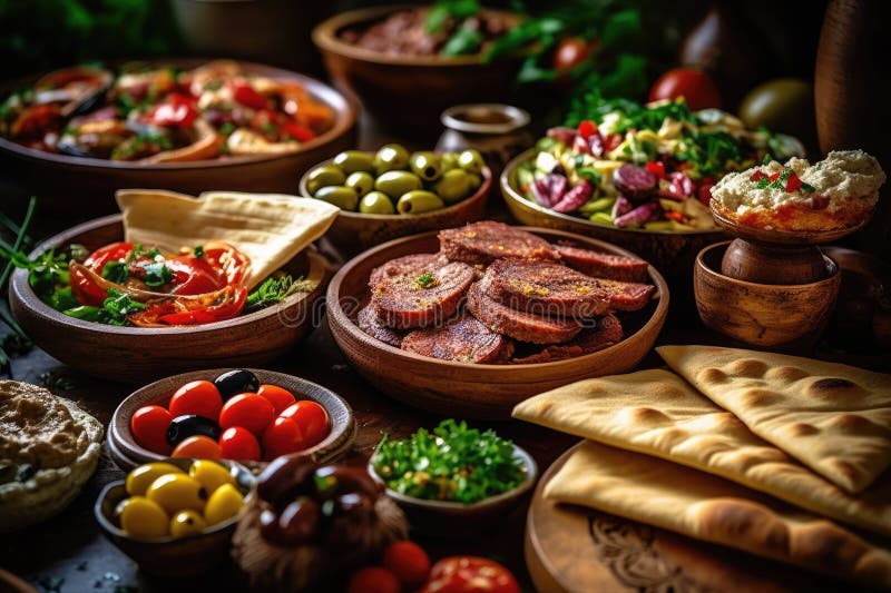 Mediterranean Mezze Stock Illustrations – 345 Mediterranean Mezze Stock ...