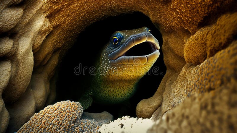Mediterranean Moray in Nest Stock Illustration - Illustration of ...