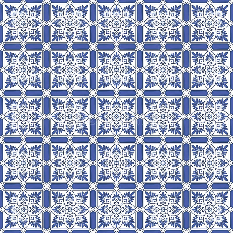 Mediterranean Pattern Blue and Yellow Theme Stock Vector - Illustration ...