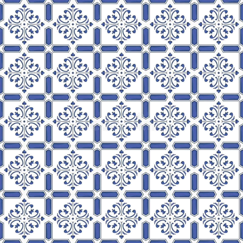 Mediterranean Pattern Blue and Yellow Theme Stock Vector - Illustration ...