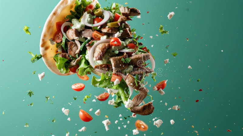 Mediterranean Pita Bread Exploding with Freshness Stock Illustration ...