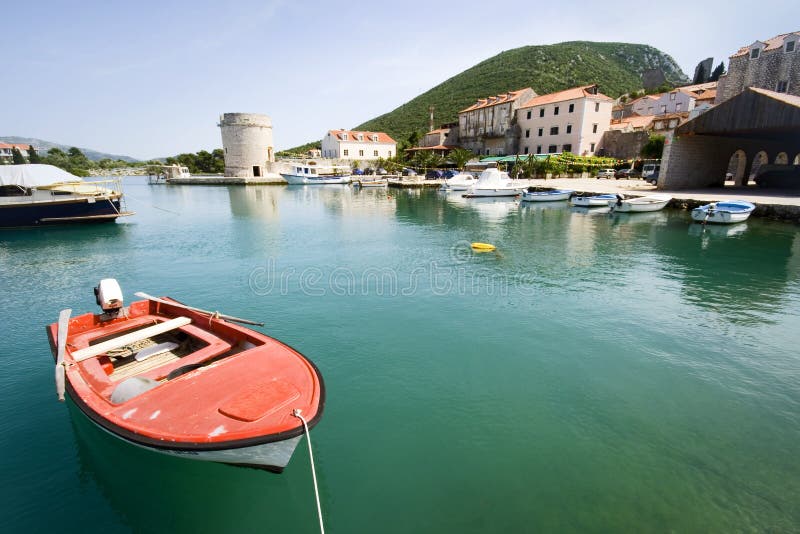 Mediterranean Port in Small Town Stock Photo - Image of adriatic ...