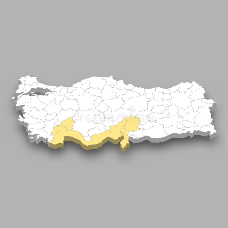 Mediterranean Region Location within Turkey Map Stock Illustration ...