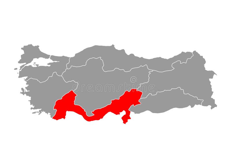 Mediterranean Region of Turkey Map Symbol Shape, Travel Web Concept ...