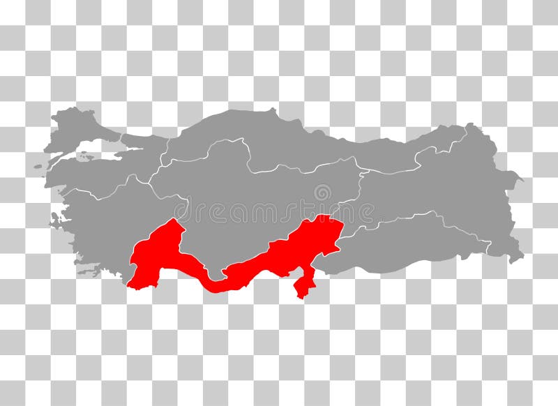 Mediterranean Region of Turkey Map Symbol Shape, Travel Web Concept ...