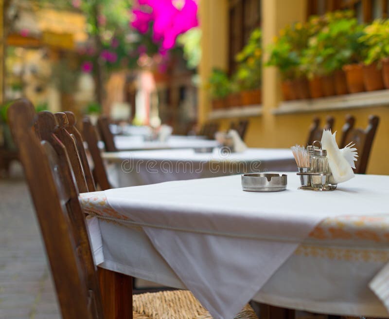 Mediterranean Restaurant Terrace. Stock Photo - Image of holiday ...