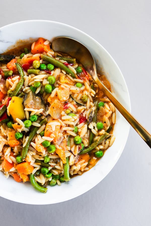 Mediterranean Risoni with Green Beans and Mixed Vegetables and Tomato ...