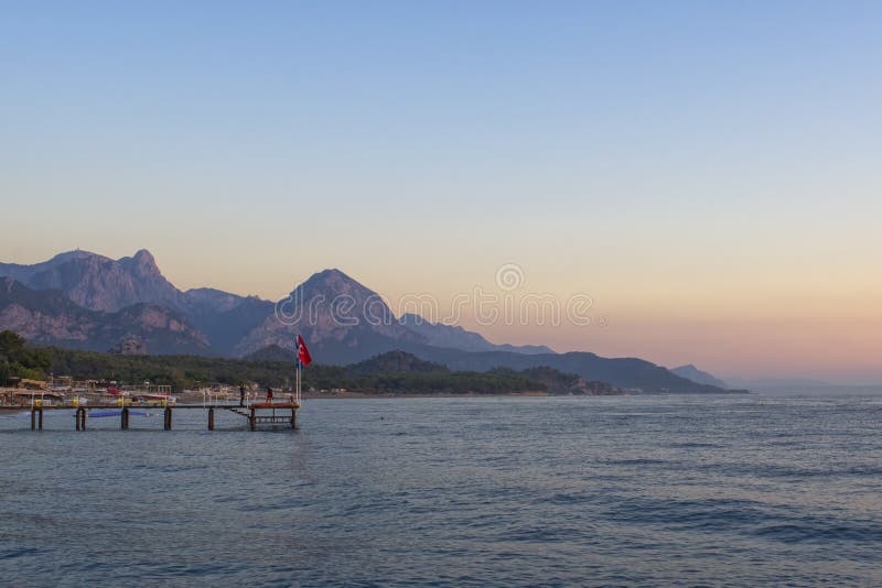 Mediterranean Sea and a Beach at Sunrise. Kemer, Turkey Stock Photo ...