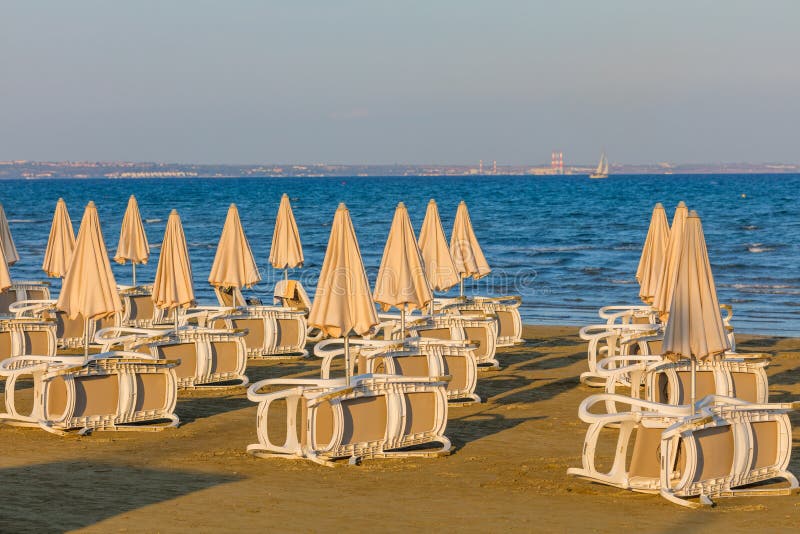 Mediterranean Sea Beach Umbrellas Stock Image - Image of summer, beach ...