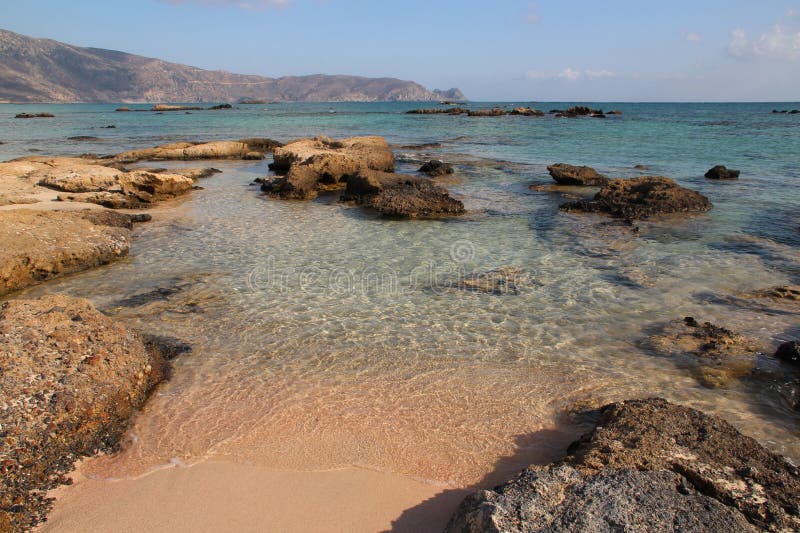Mediterranean Sea at Elafonissi Beach in Crete - Greece Stock Image ...