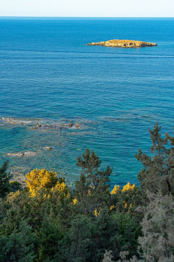 Mediterranean Sea Front is Baths of Aphrodite Beach in Polis, Cyprus ...
