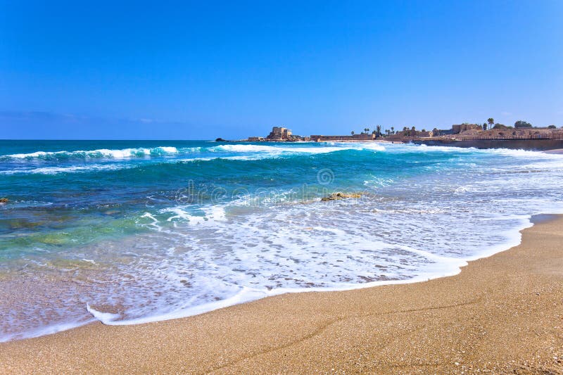 Mediterranean Sea in Israel . Stock Photo - Image of mediterranean ...