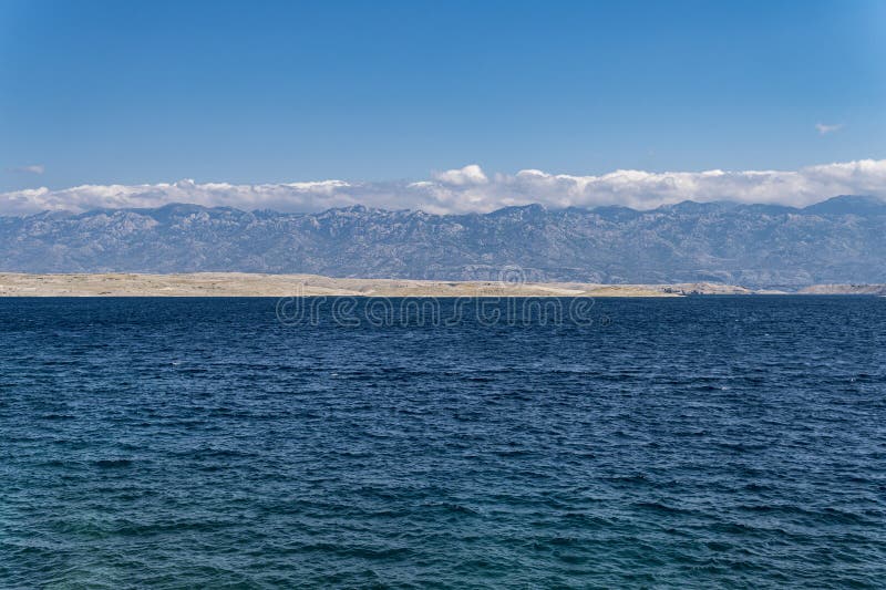 Mediterranean Sea with a Pag Island and Velebit Mountains Seen Behind ...