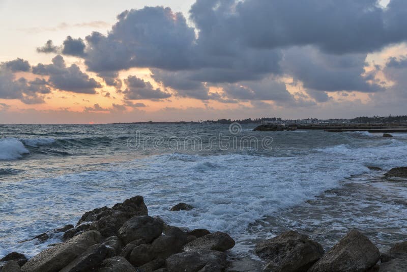 SUNSET in PAPHOS, CYPRUS stock image. Image of cyprus - 89479131