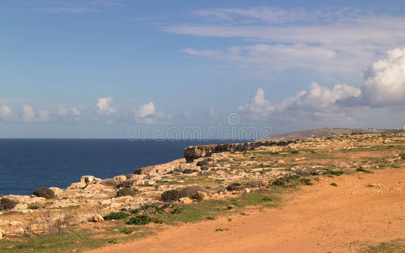 Mediterranean Sea View from the Cliffs on Malta Island Stock Photo ...