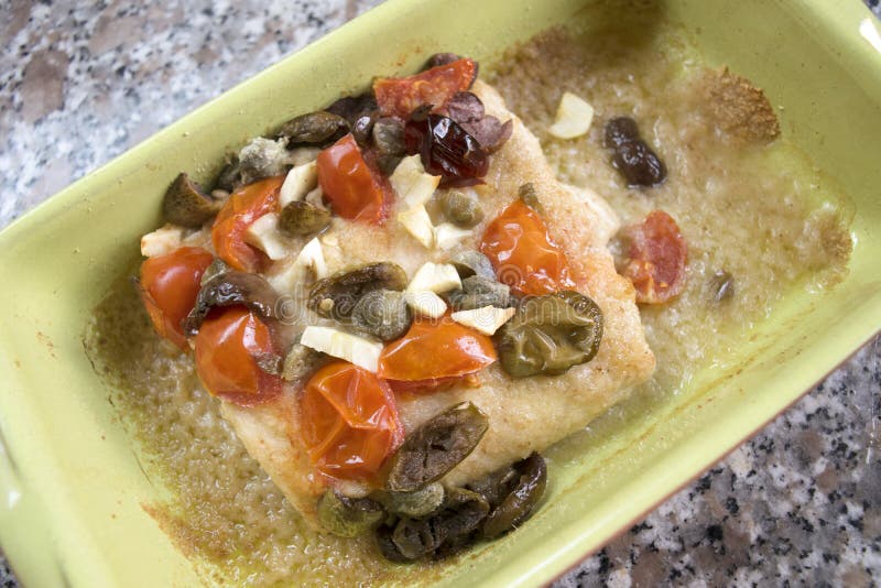 Mediterranean-style Cod Fish Fillet Stock Image - Image of codfish ...