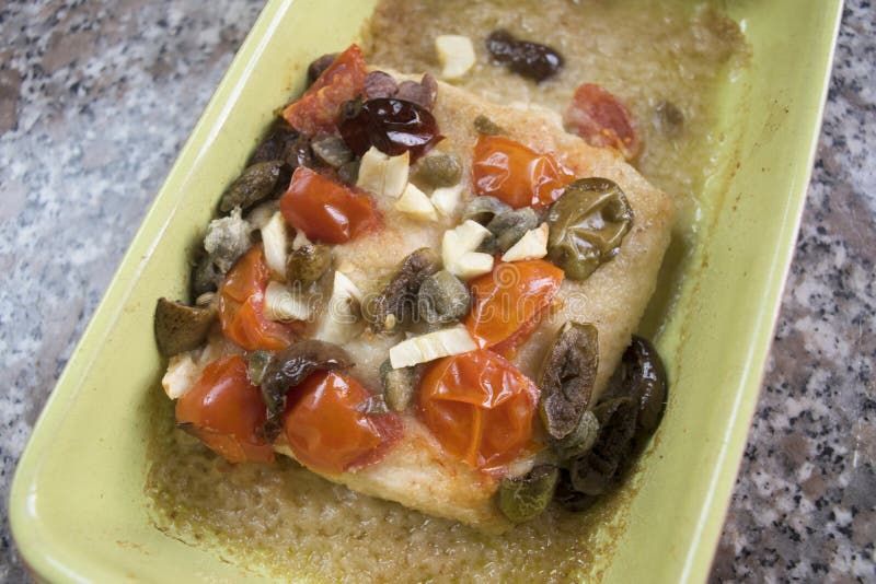 Mediterranean-style Cod Fish Fillet Stock Image - Image of white ...