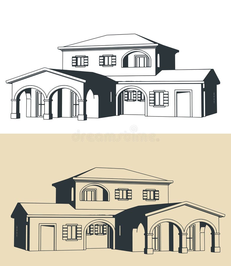 Mediterranean Style Mansion Stock Vector - Illustration of mansion ...