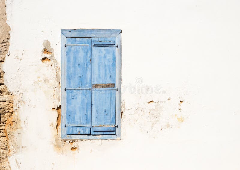 Window with Blue and White Shutters Stock Image - Image of window ...