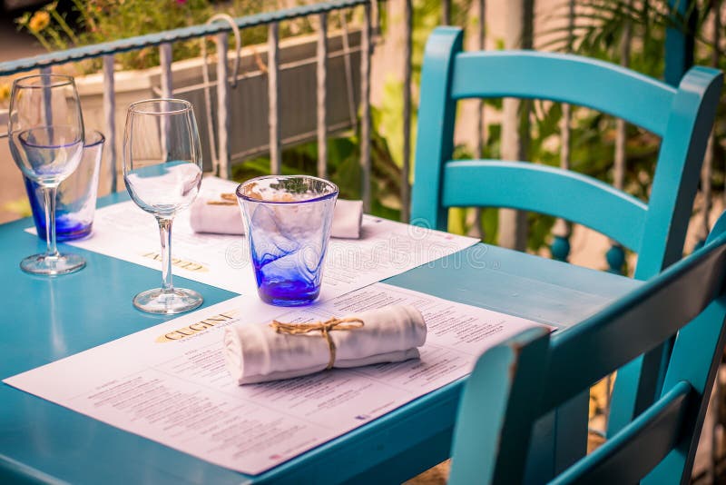 Mediterranean Style Restaurant with Table Setting and Tableware ...