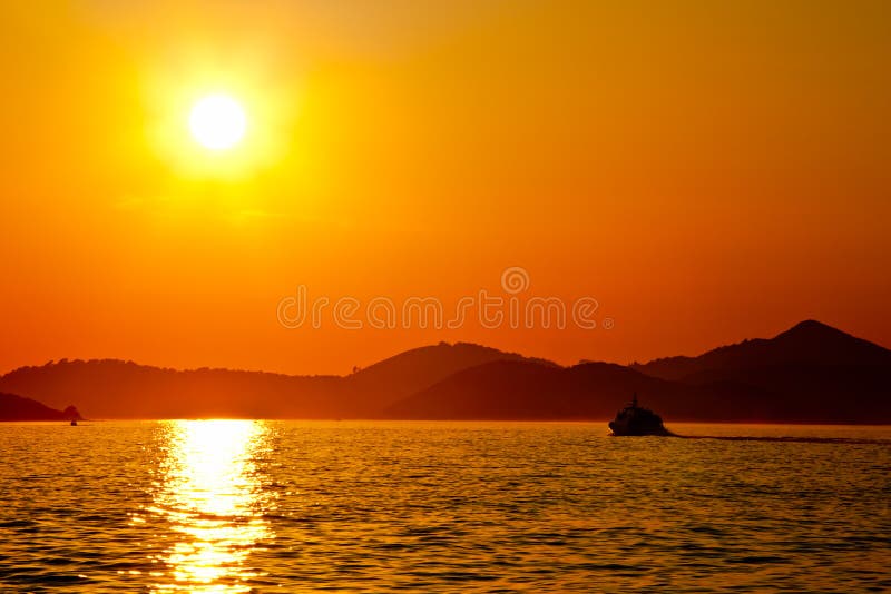 Mediterranean sunset stock photo. Image of coastline - 21005232