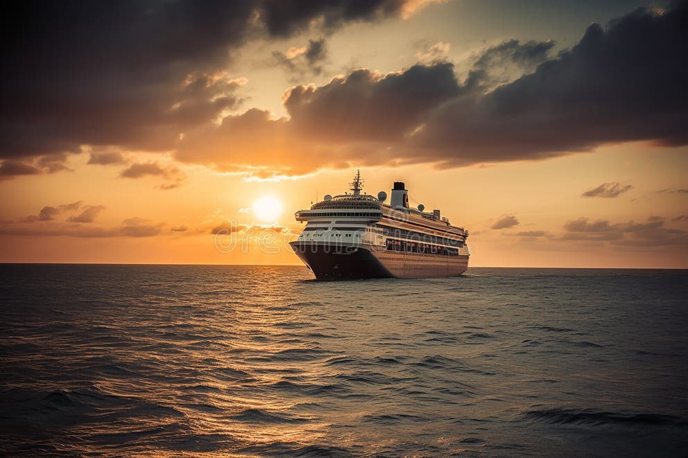 Mediterranean Sunset Aboard a Cruise Ship. Generative AI Stock Photo - Image of peaceful, view ...