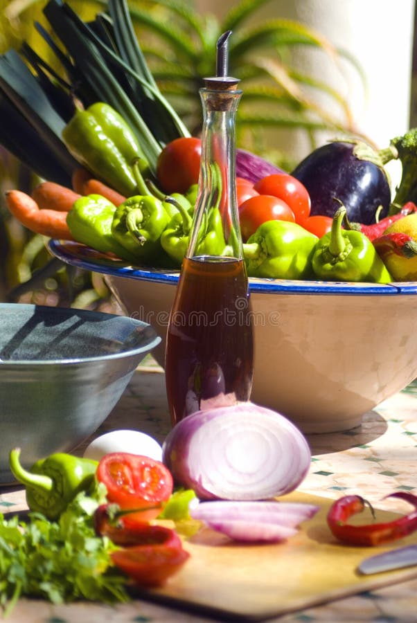 Mediterranean table scene stock image. Image of spanish - 3473369