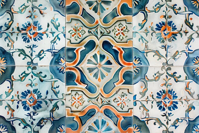 Mediterranean Tile Pattern with Intricate Geometric Shapes in Warm ...