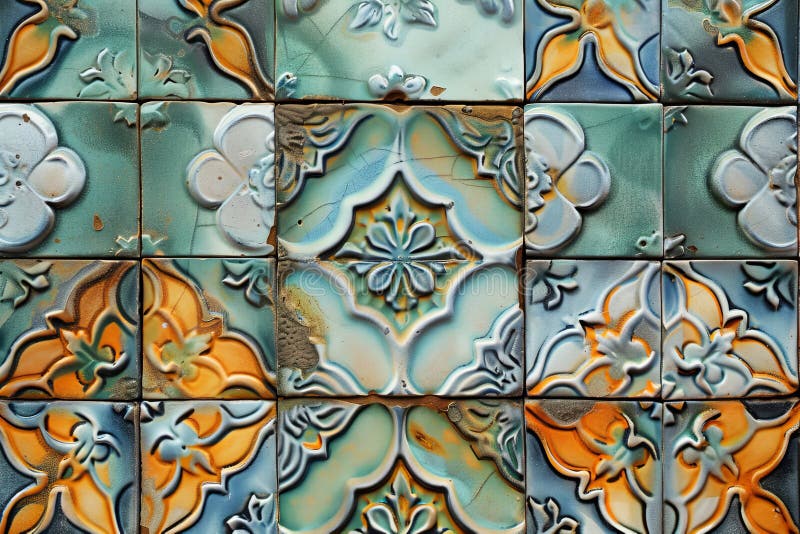 Mediterranean Tile Pattern with Intricate Geometric Shapes in Warm ...