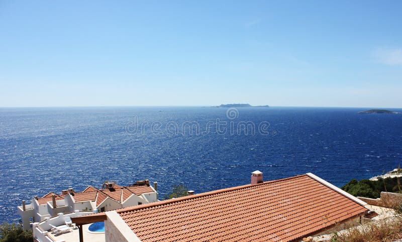 Mediterranean Town on the Beach with Red-tiled Roofs in Kas, Tu Stock ...