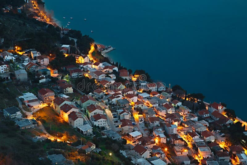 Mediterranean Town at Night Stock Photo - Image of mediterranean, adria ...