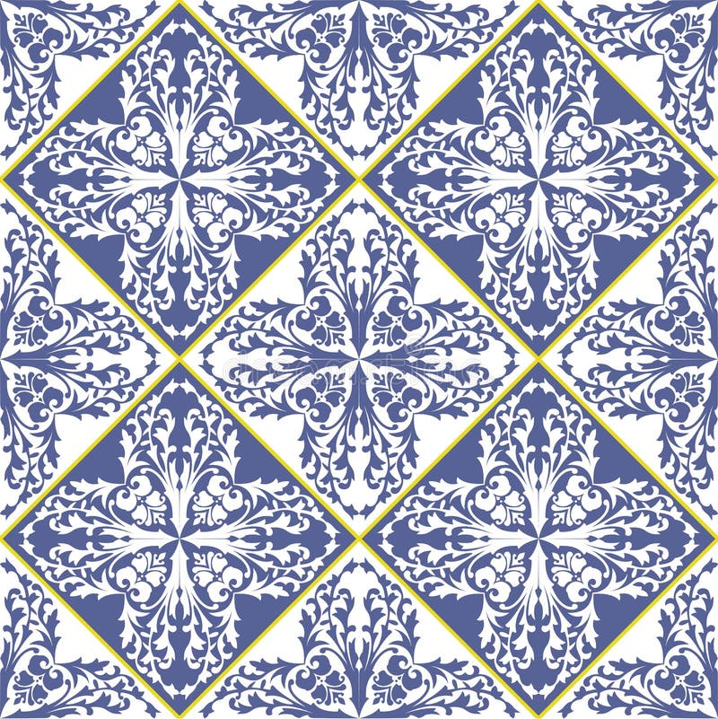 Traditional Blue Pattern Design Set Stock Vector - Illustration of ...