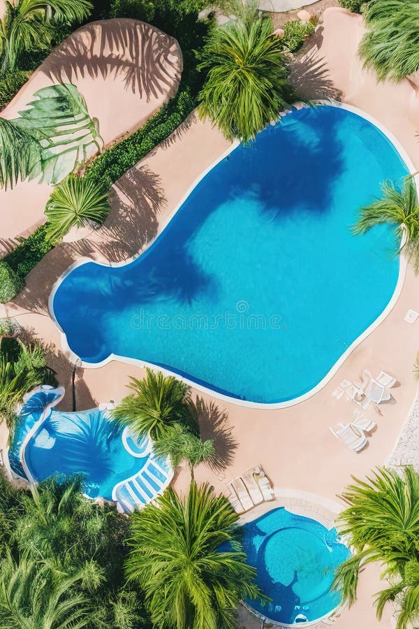 Mediterranean Villa with Palm Trees and Pool, Ai Generated Stock ...