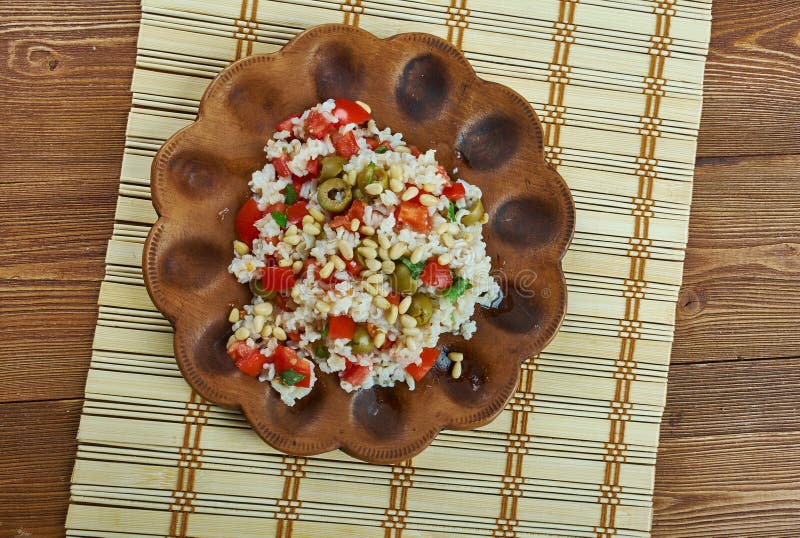 Mediterranean Wild Rice with Pine Nut Cheese Stock Image - Image of ...