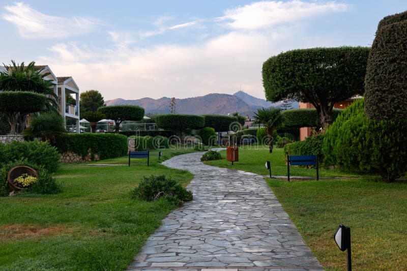 Mediterrian Greece Hotel Complex Rooms, Holiday Concept Stock Image ...