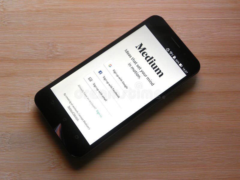 Medium signup editorial photo. Image of brand, information - 153320101